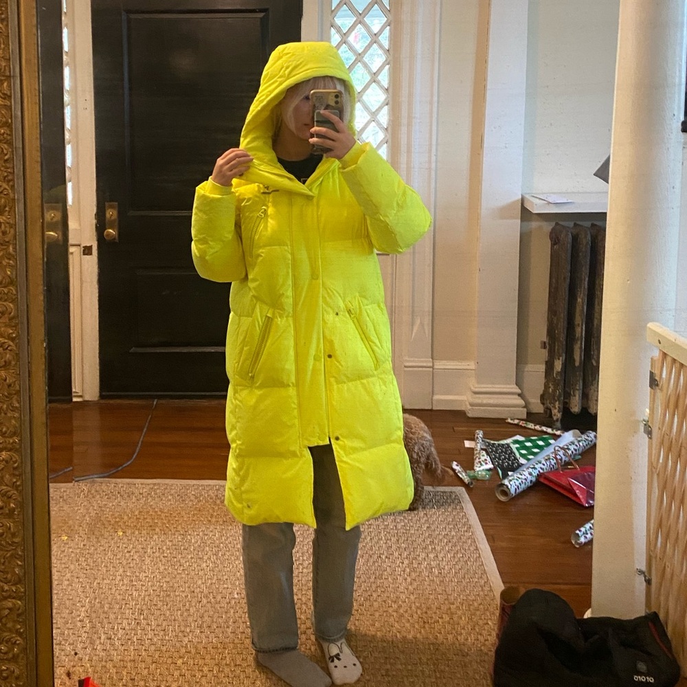 The Arrivals Nyc Unisex Neon Long Parka/Puffer Coat - Gem